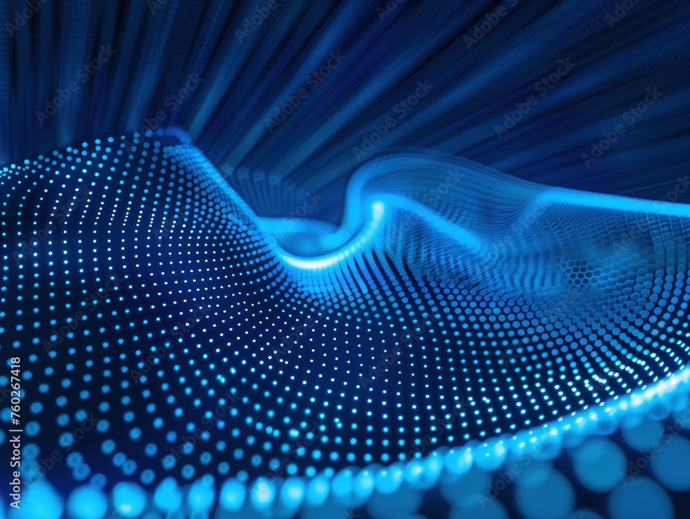 Digital Wave in Cyberspace, This image features a visually striking digital wave composed of ...
