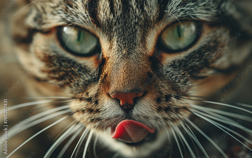 Feline Focus, An intimate portrait of a tabby cat, showcasing its ...