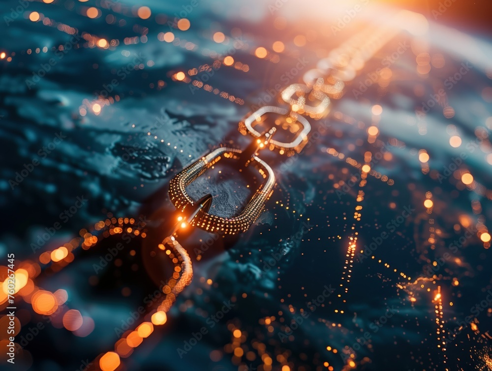 Unbroken Chain of Data Security, A dynamic image displaying a digital ...