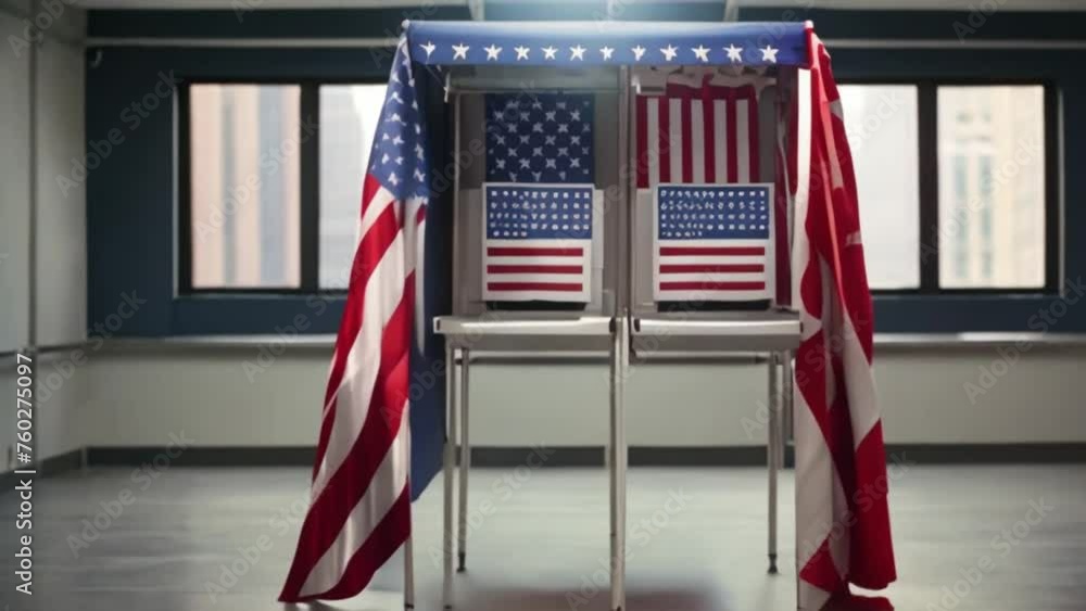 Vidéo Stock Establishing Footage of an American Flag on a Voting Booth ...