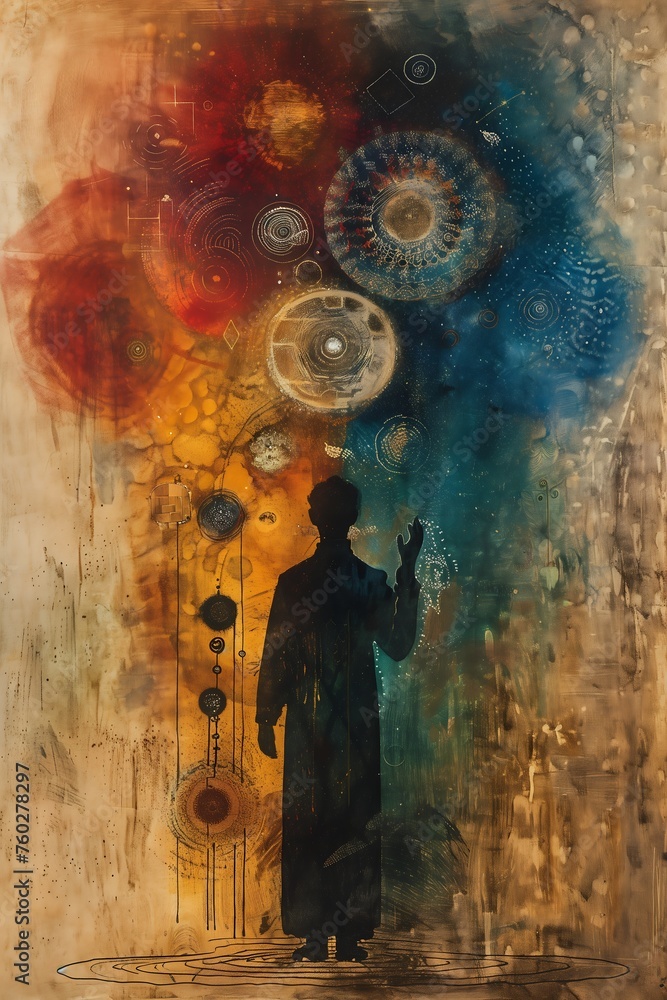 man front clock fractal human silhouette graphic novel cover forbidden ...