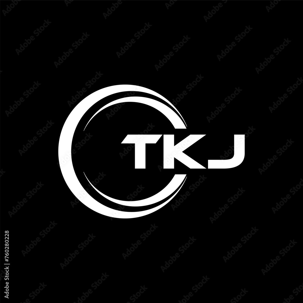TKJ letter logo design with black background in illustrator, cube logo ...