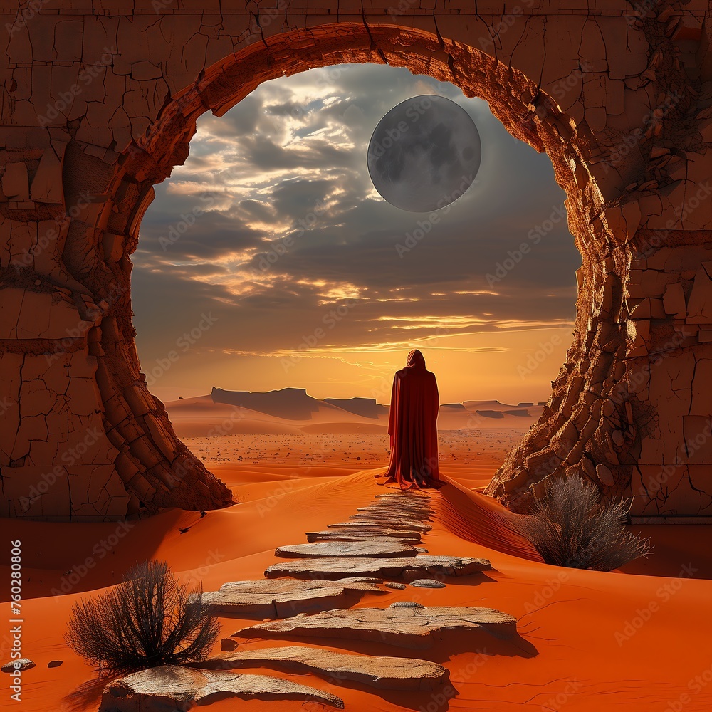 man red cloak standing desert progressive rock album cover avatar ...