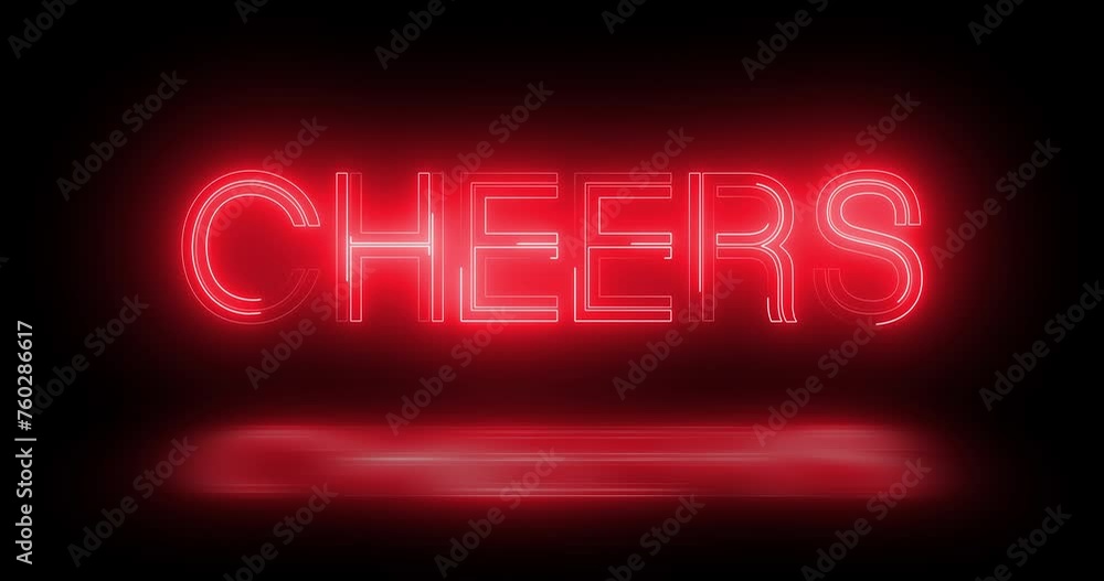 Vidéo Stock Neon Cheers Typography moving lines animation in 4K ...