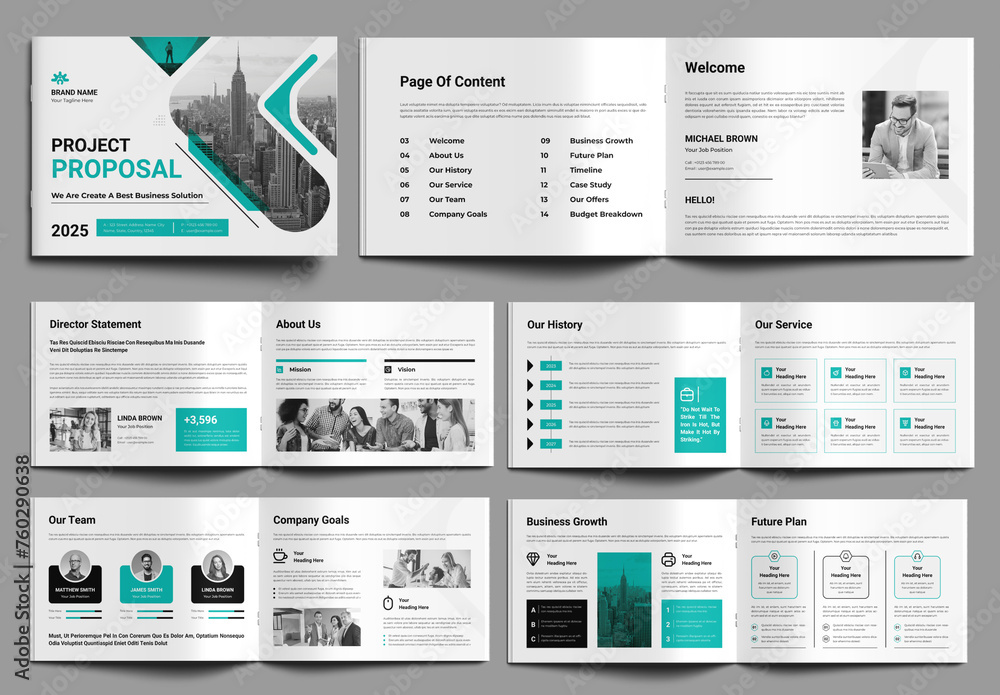 Business Project Proposal Template Landscape Layout Stock Template ...