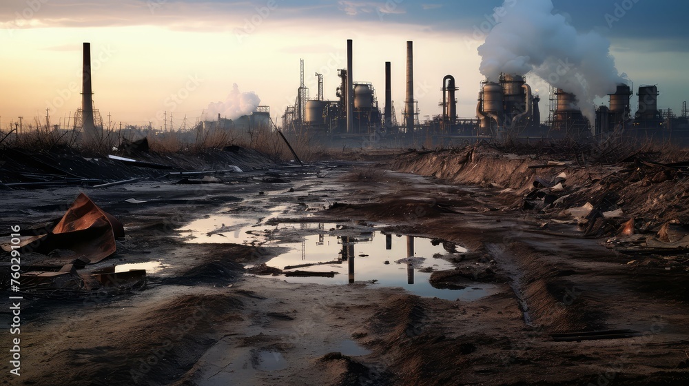environment pollution chemical plant illustration toxic waste ...