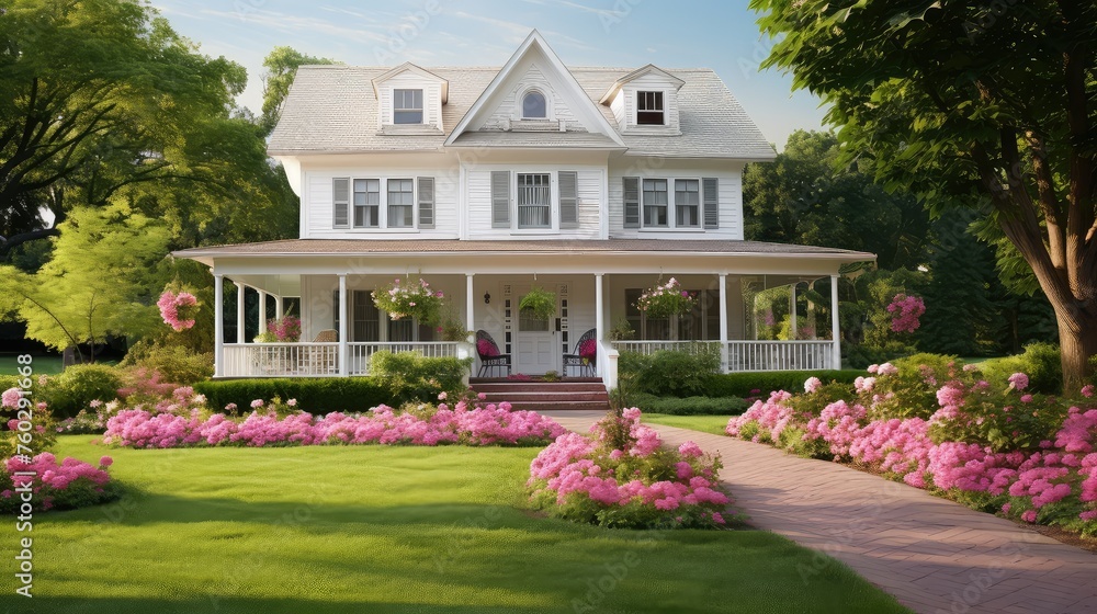 rustic suburban farmhouse building illustration modern traditional ...