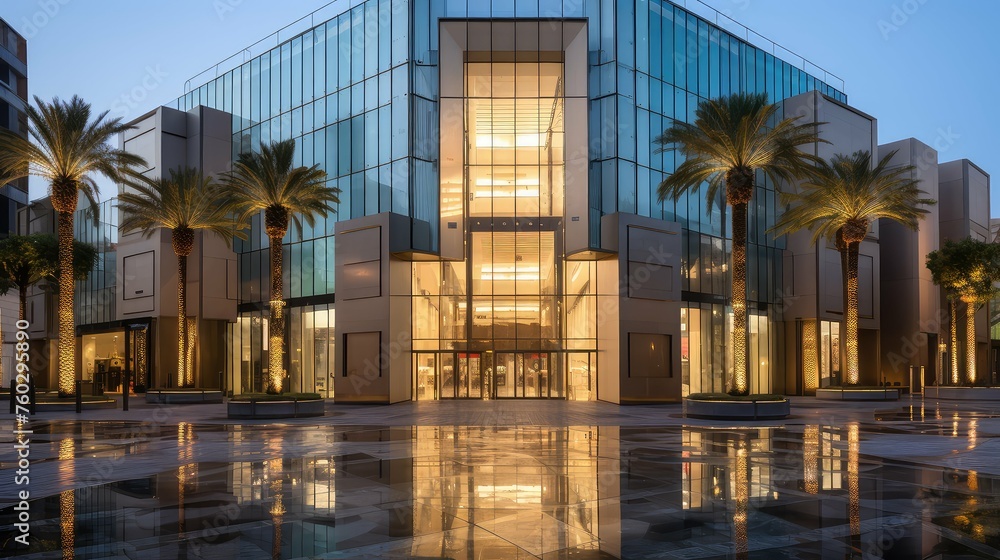 high luxury mall building illustration end designer, fashion ...