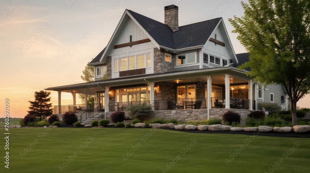 architecture luxury farmhouse building illustration modern rustic ...