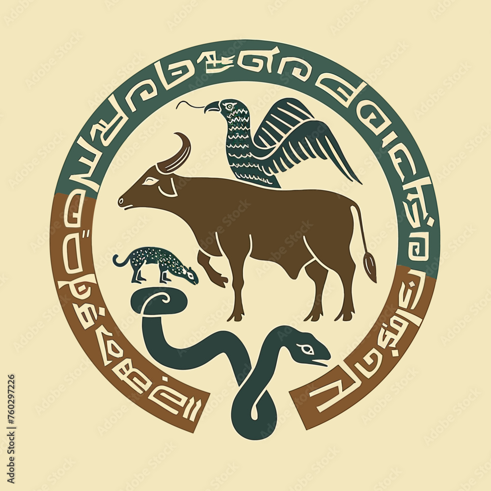 Sheep Snake Eagle Logo Vintage Stock Vector | Adobe Stock