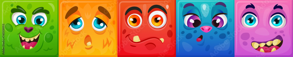 Funny face smile. Cartoon creative monster. Beast character. muzzle ...