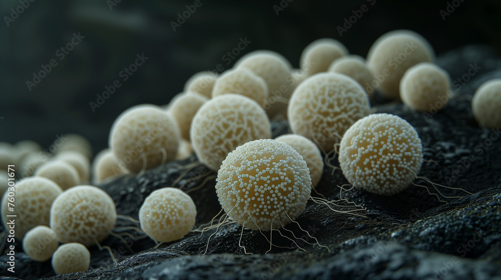 Staphylococcus aureus . Microscopic view of bacterial cell . Cluster of ...