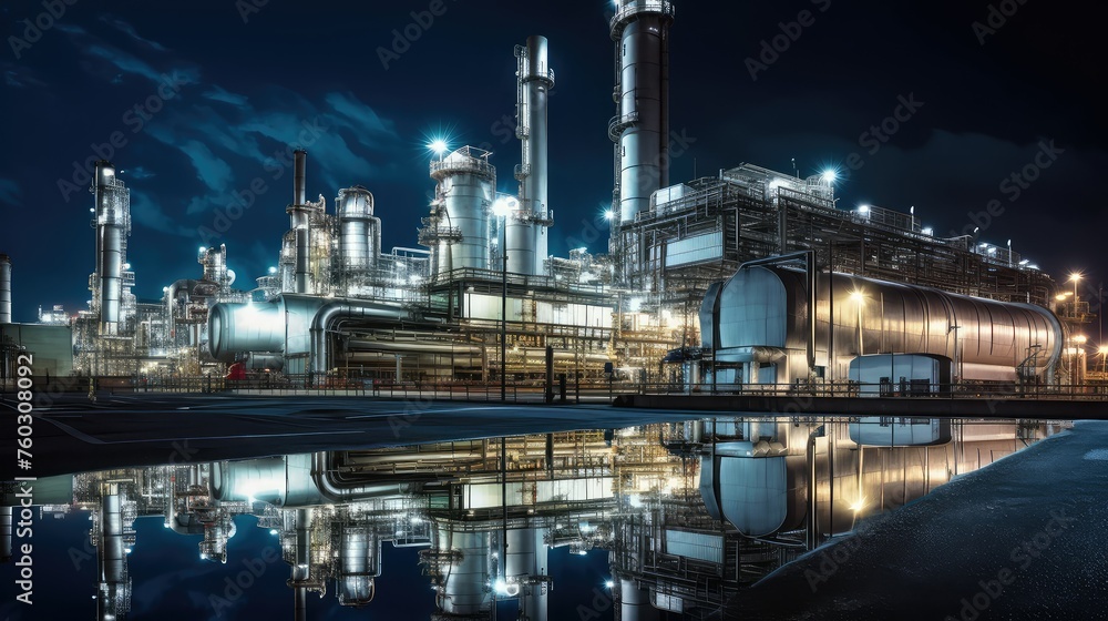 production machine chemical plant illustration equipment process ...