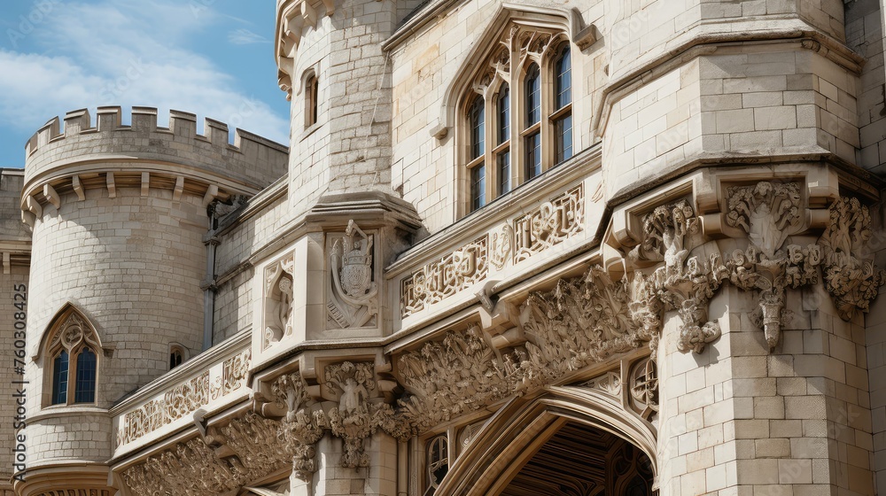 fortress windsor castle building illustration landmark monarchy, queen ...