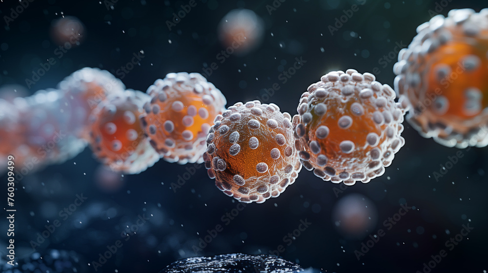 Streptococcus spp . Microscopic view of bacterial cell . Chain of cocci ...