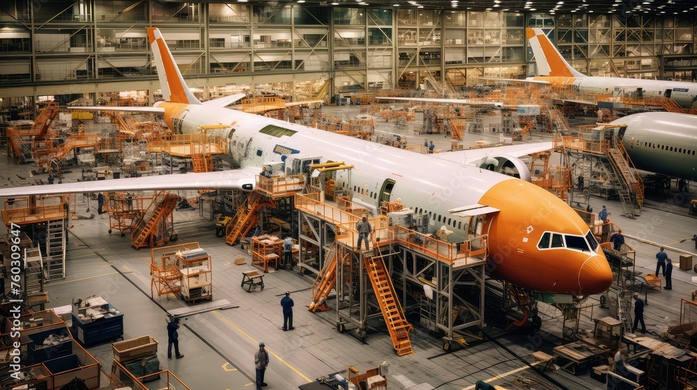 technology factory aircraft manufacturing illustration engineering ...