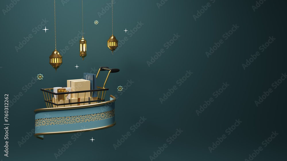 Social Media Islamic greetings and Sale Post design template. 3d ...