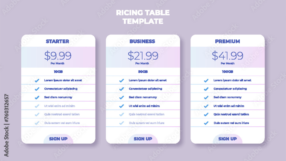Business price chart template, Web banner checklist template design ...
