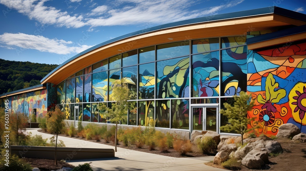 cafeteria entry school building illustration gymnasium auditorium ...