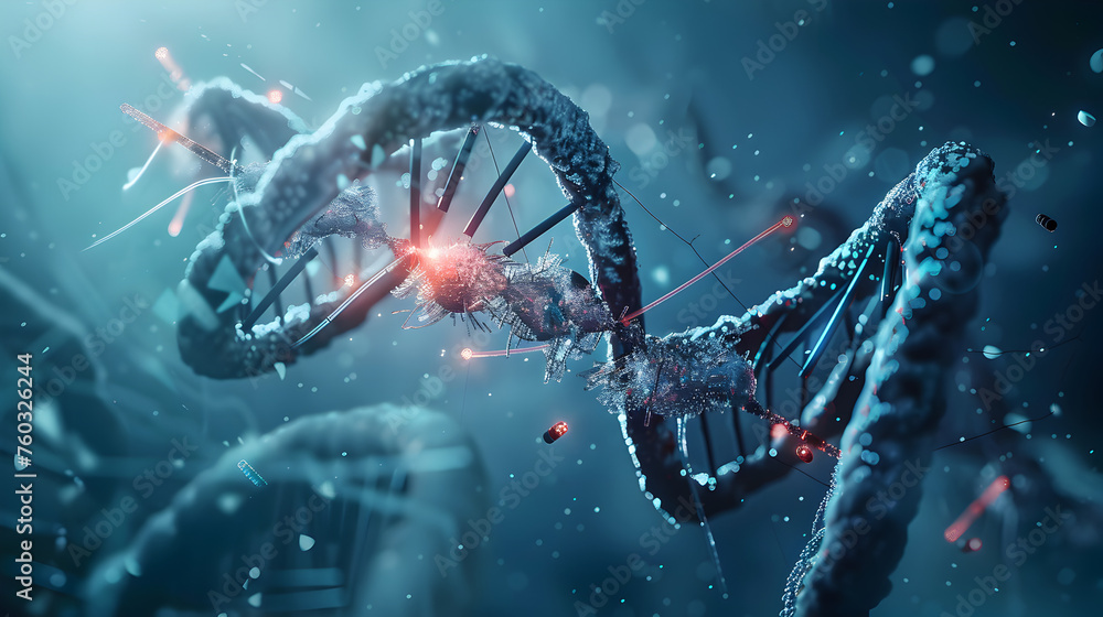 Genetic engineering concept with CRISPR-Cas9 molecules and gene editing ...