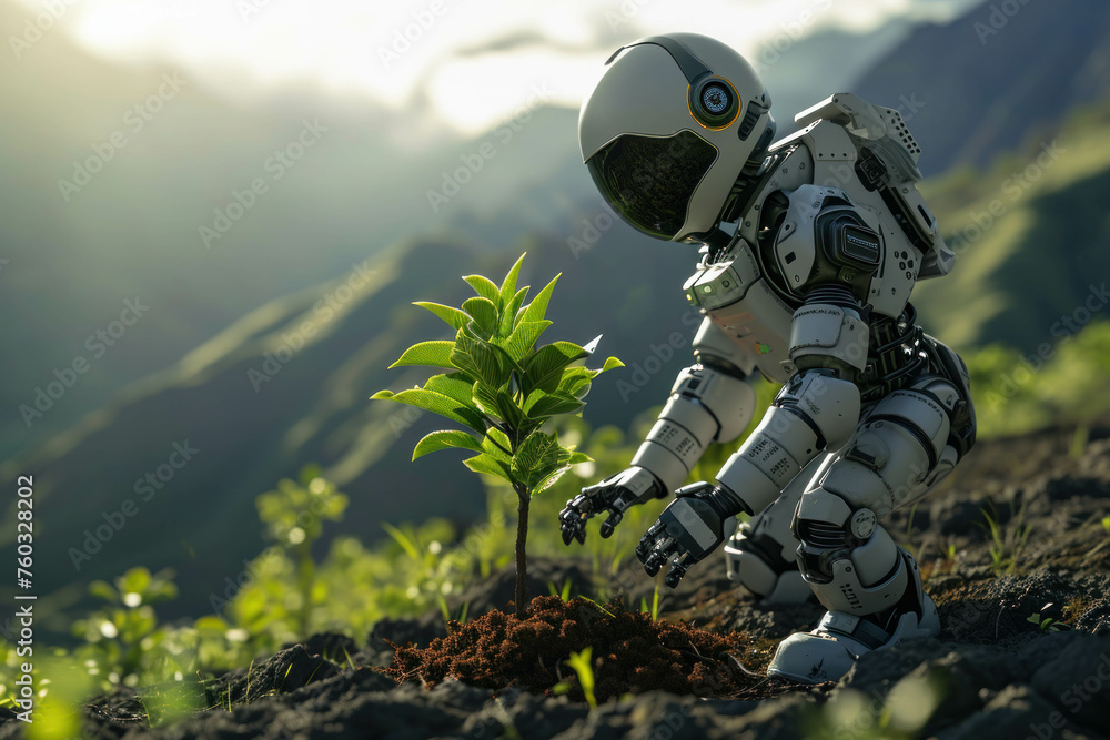 Experience the wonder of a futuristic landscape where robots undertake ...
