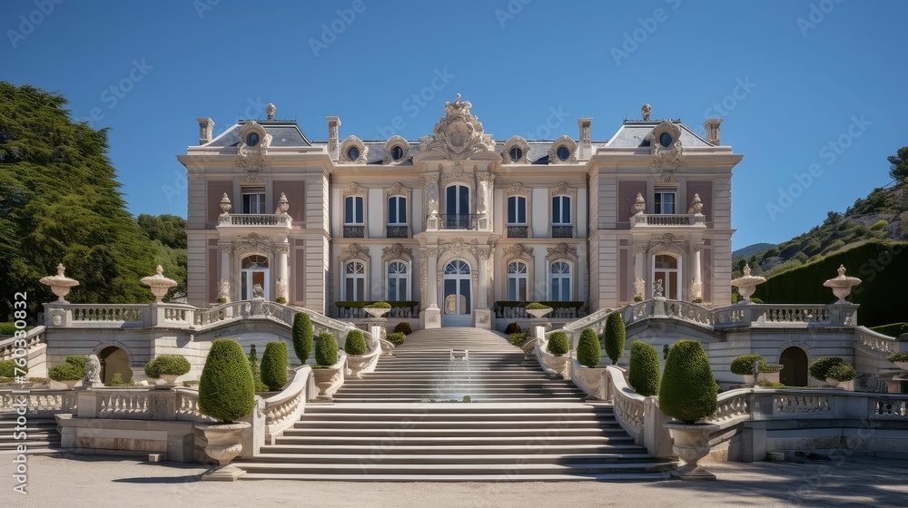 elegant beautiful mansion building illustration opulent majestic ...