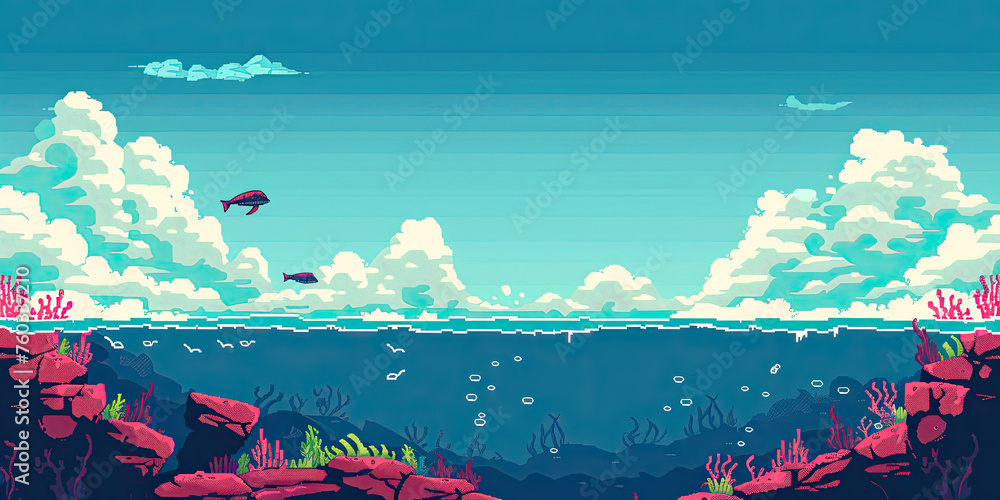Ocean background, video game style graphics oceans level design ...