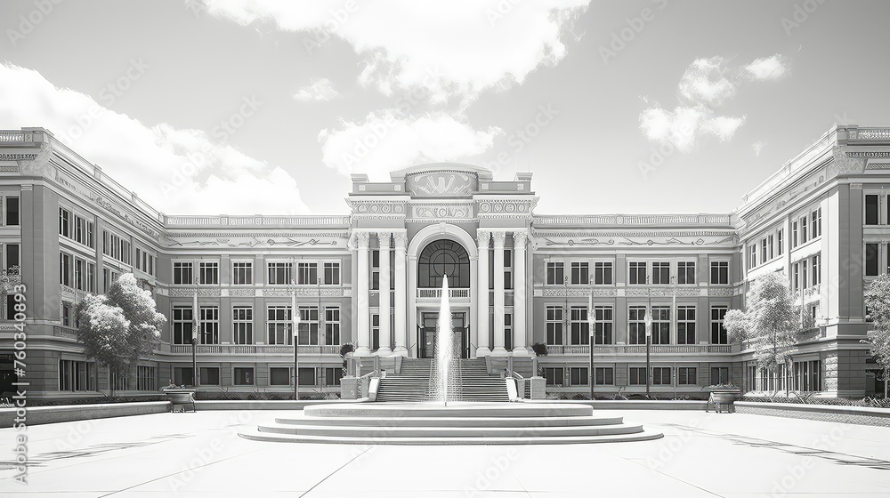 students high school building illustration teachers classrooms, campus ...