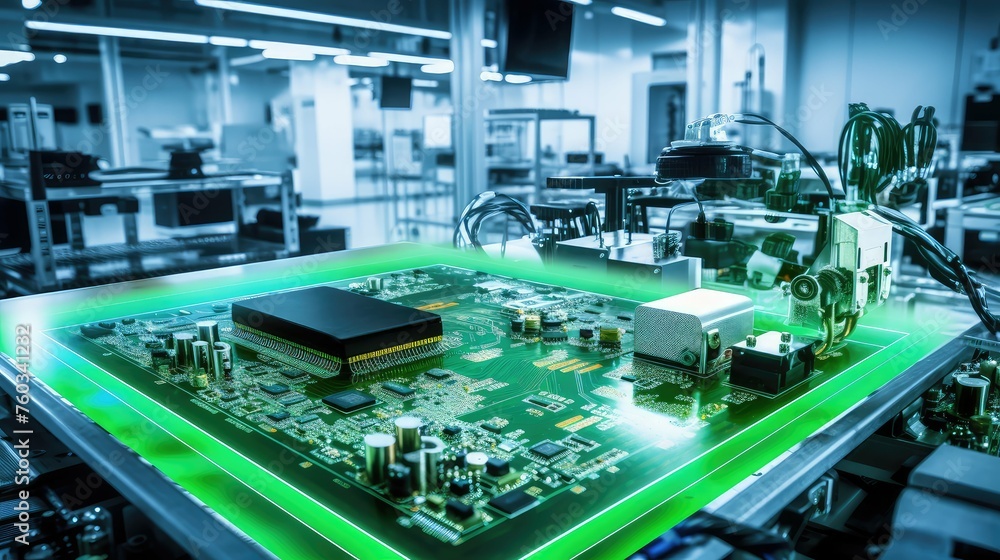 manufacturing facility electronics factory illustration automation ...