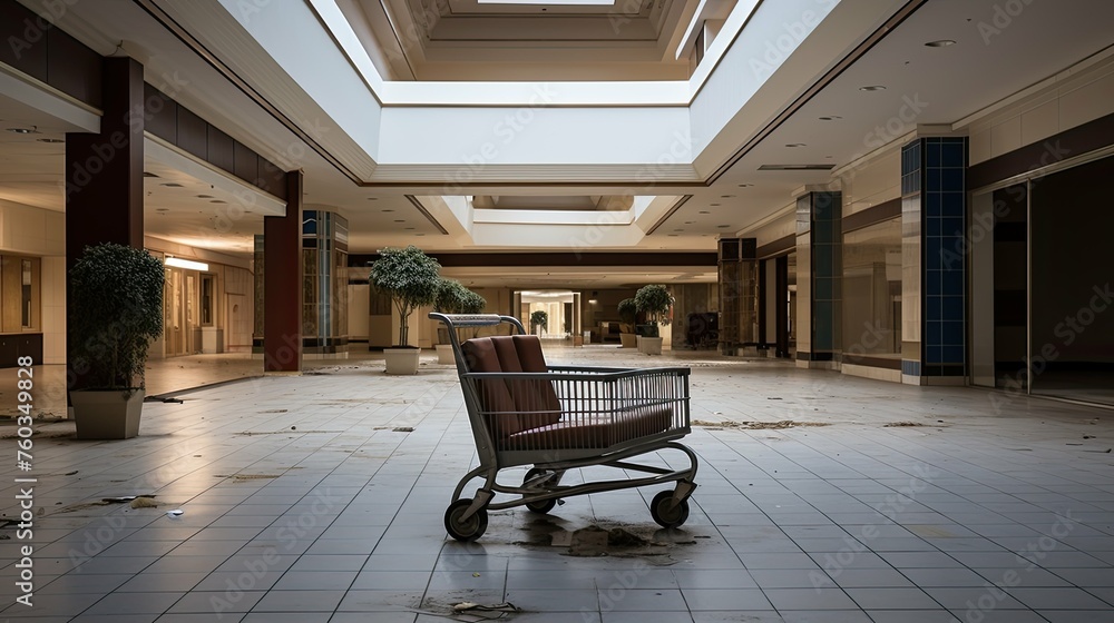 vacant empty mall building illustration deserted eerie, ghostly ...