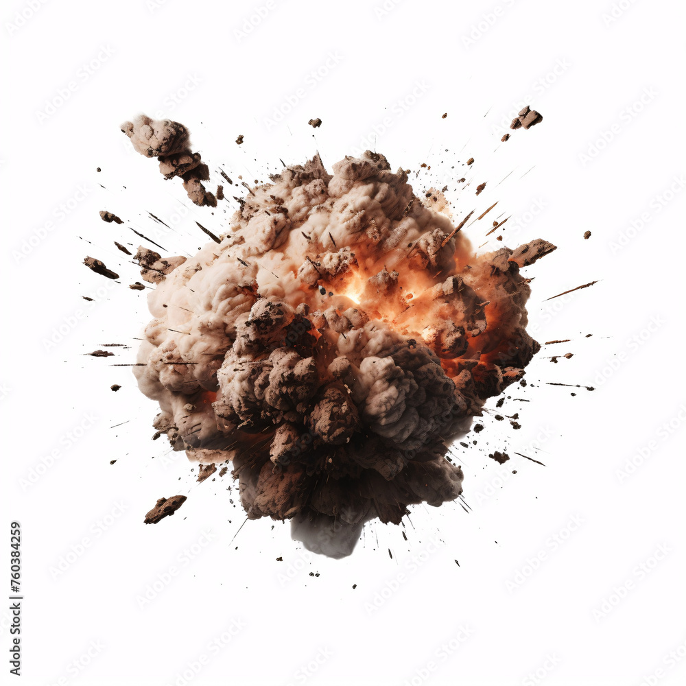 circular bomb explosion, a radial bomb explosion in mid-air, with ...