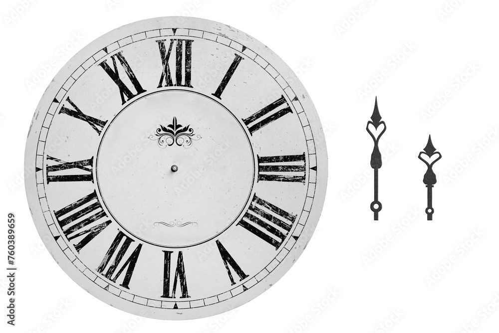 Vintage watch dial with individual hands on a transparent background ...