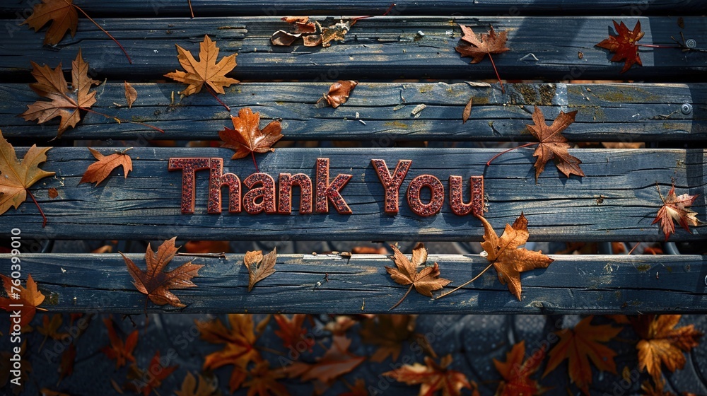 "Thank You" on a simple yet elegant arrangement of autumn leaves ...