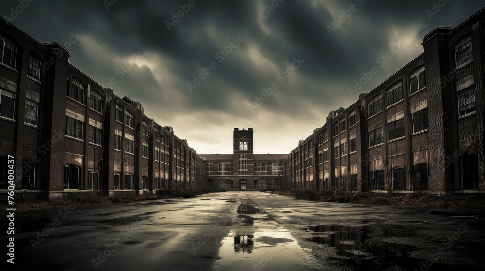 vacant empty hospital building illustration unused desolate, eerie ...