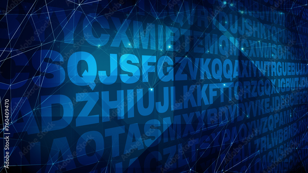 Characters and connected lines chaotic alphabet letters and random ... Characters and connected lines chaotic alphabet letters and random ...