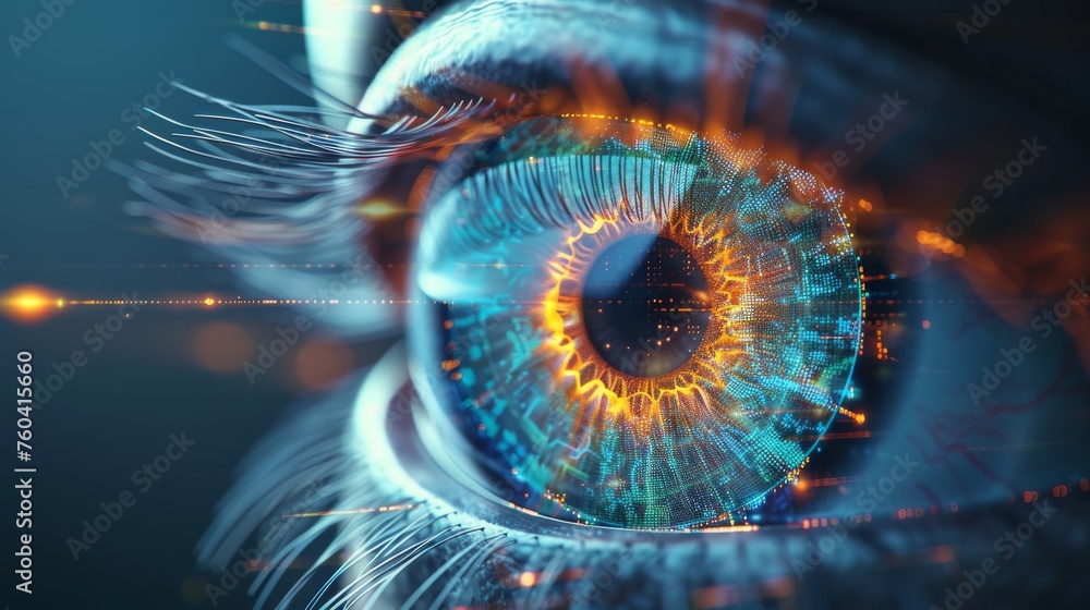 Detailed 3D hologram of human eye anatomy for medical study Stock Photo ...