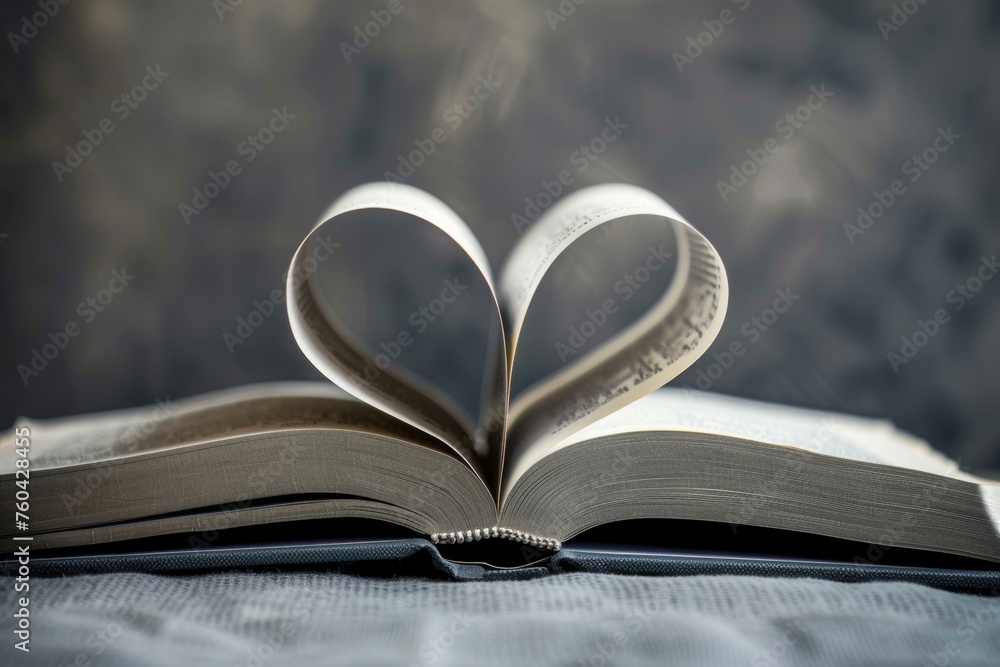 Heart-shaped Pages of an Open Bible, Symbolizing Christian Love and ...