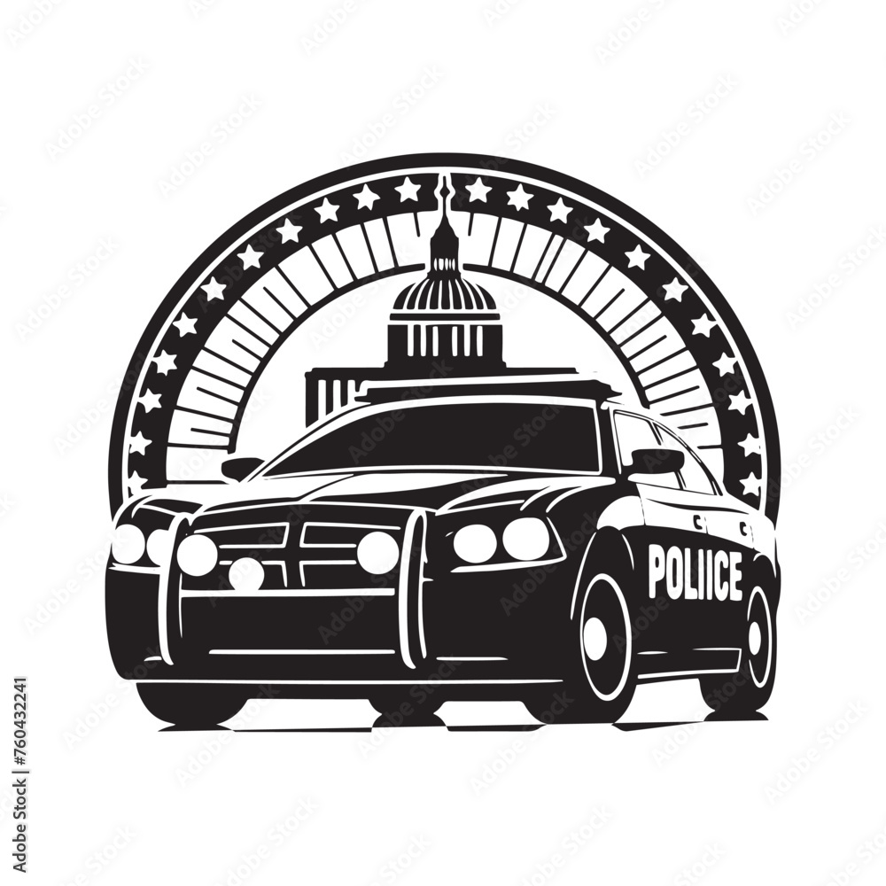 Police Car Silhouette Vector Set for Crime Prevention Designs and ...