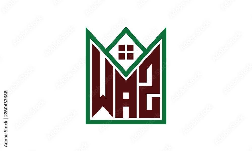 WAZ initial letter real estate builders logo design vector ...