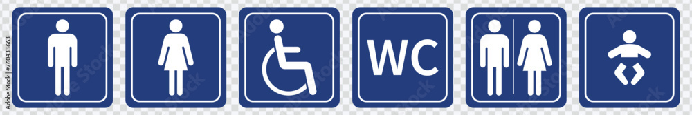 "High-quality WC icon for universal restroom signage, featuring both ...
