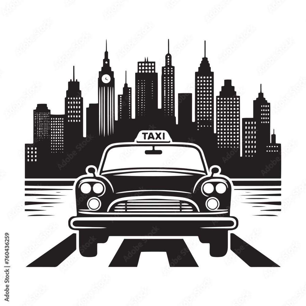 City Cab: Taxi Silhouette Vector Collection for Urban Transport Designs ...