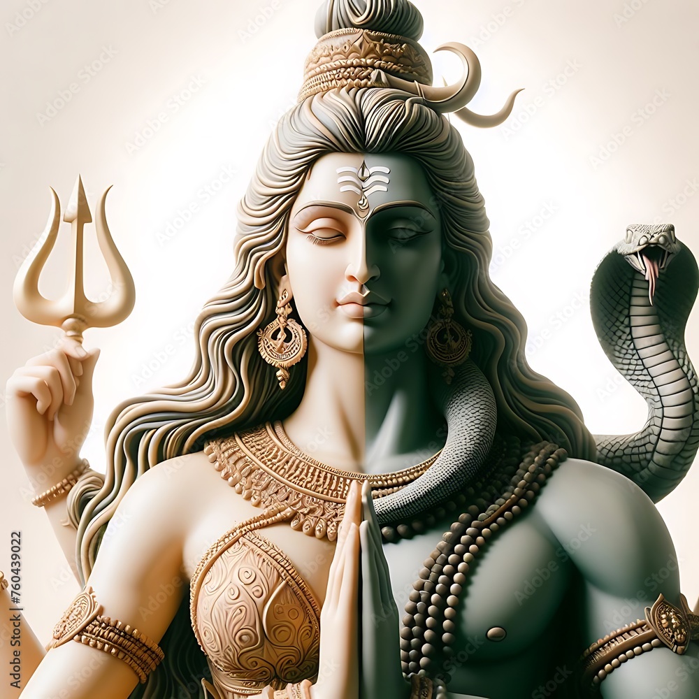 Body Fusion illustration of Lord Shiva and Goddess Parvati Stock Photo ...