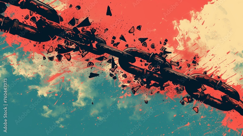 Breaking Chains: Graphic design showing chains being shattered into ...