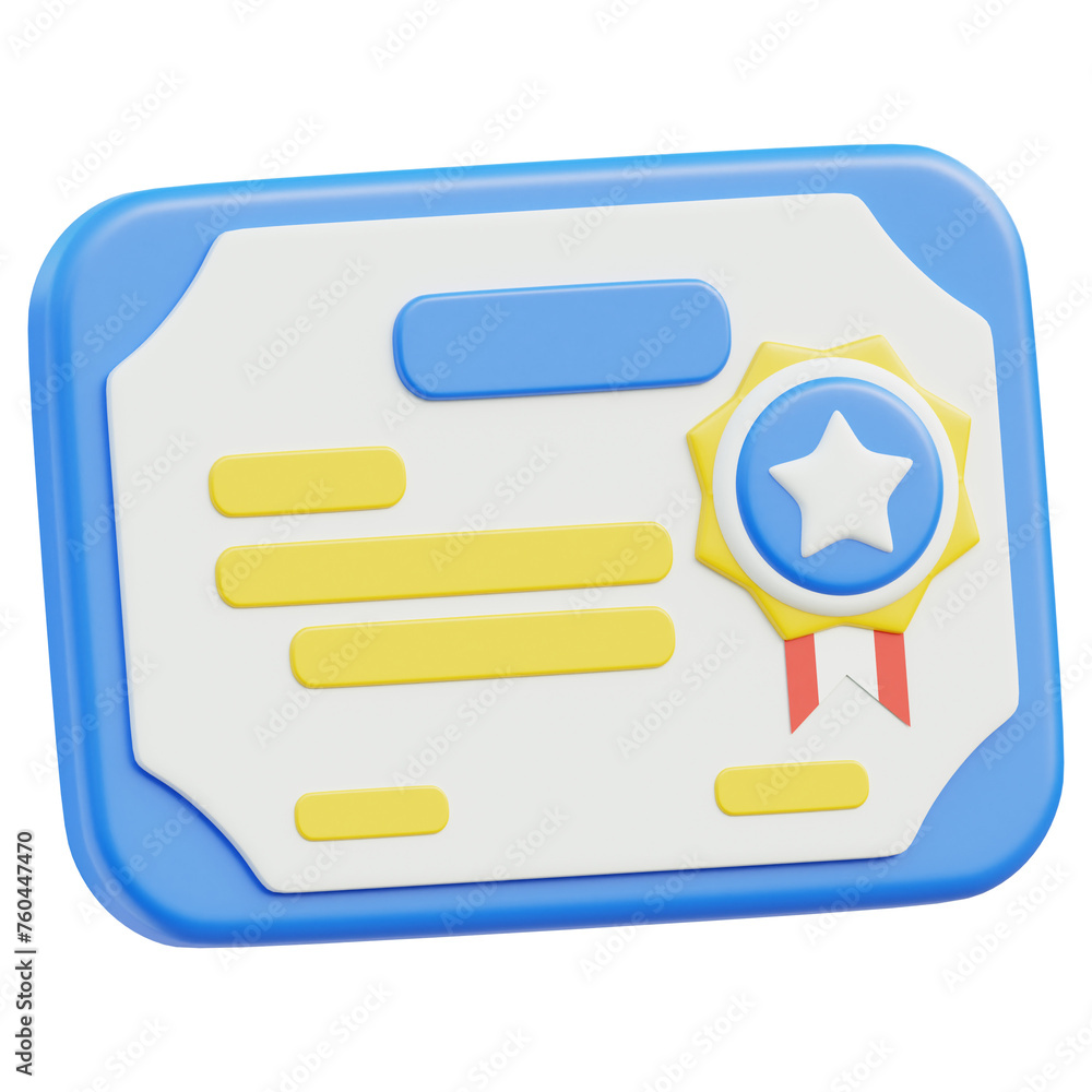 Educational Certificate 3d, 3d icon, 3d illustration, style, render ...