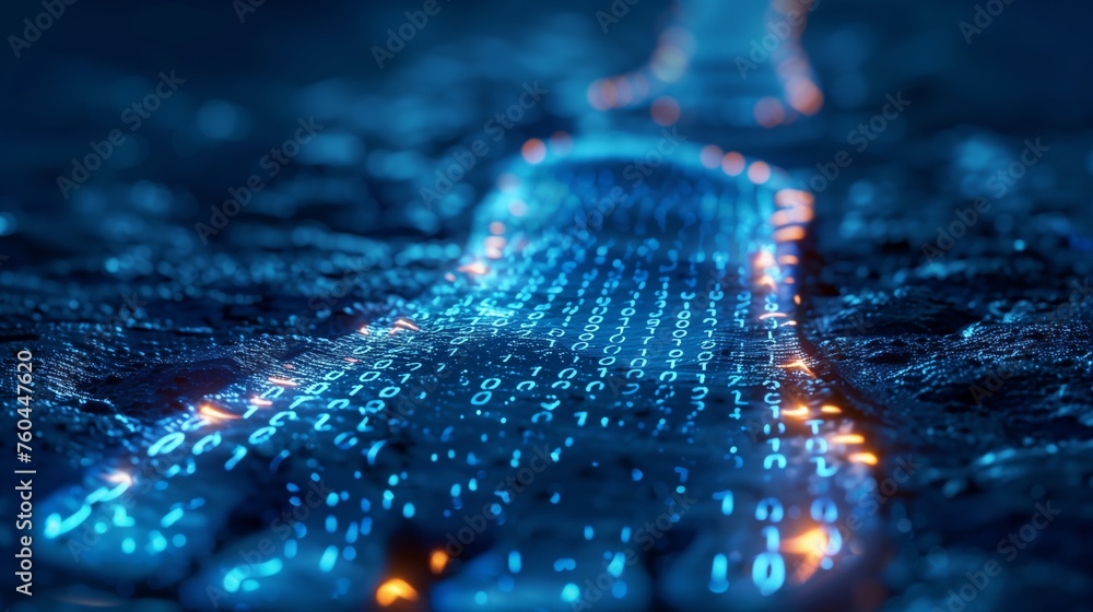 Cybersecurity Digital Footprints Made Of Binary Code Highlighting The Importance Of