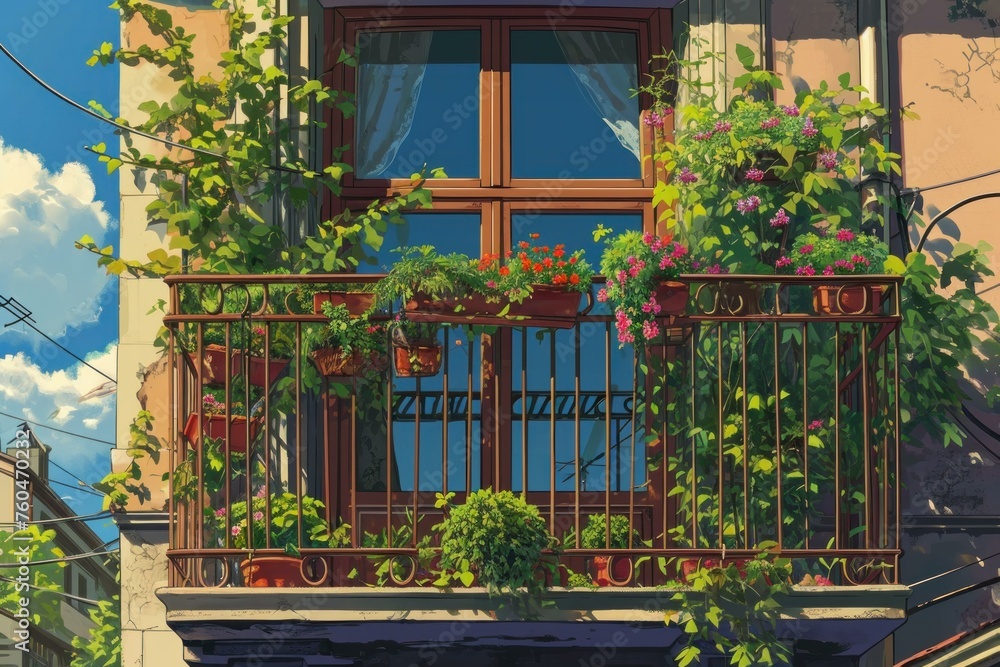 Foto de Balcony landscape anime visual novel game. Patio design ...