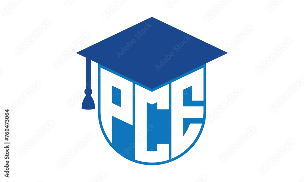 PCE initial letter academic logo design vector template. school college ...