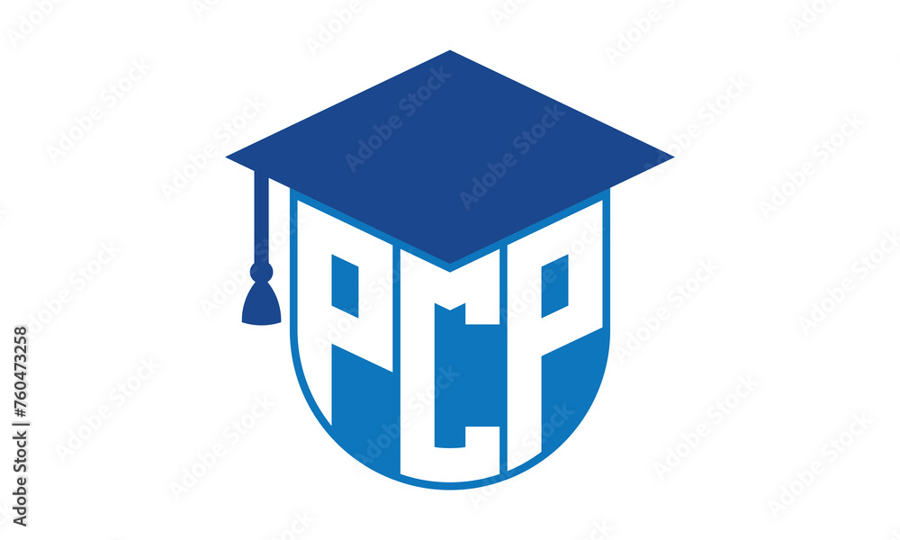 PCP initial letter academic logo design vector template. school college ...