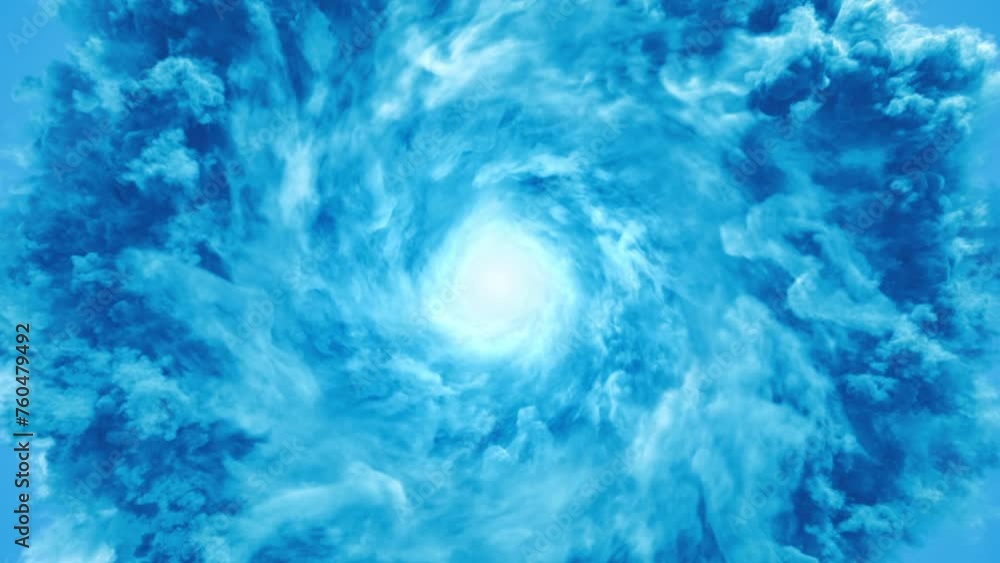 swirl rotate tunnel illustration of Blue clouds smoke Looping ...