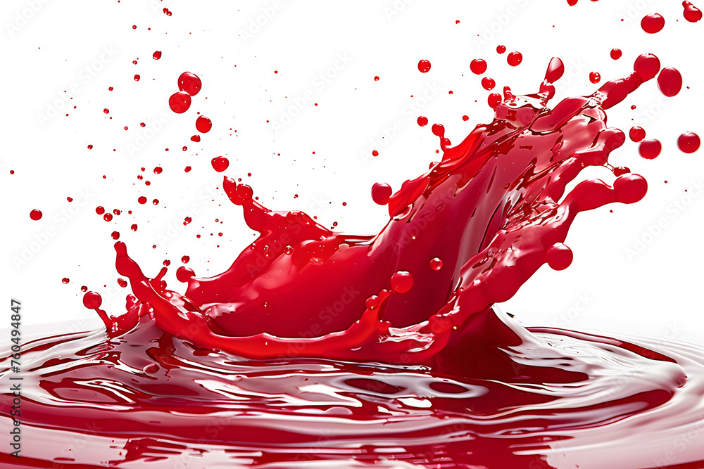 Red berry Jam splash with little bubbles fruit syrup isolated on ...